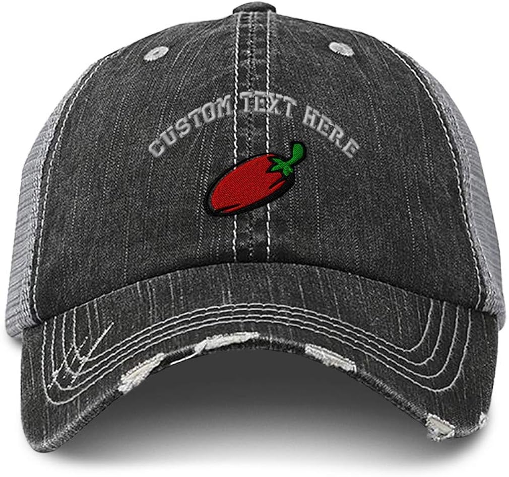 Custom Distressed Trucker Hat Jalapeno B Embroidery Cotton for Men ...