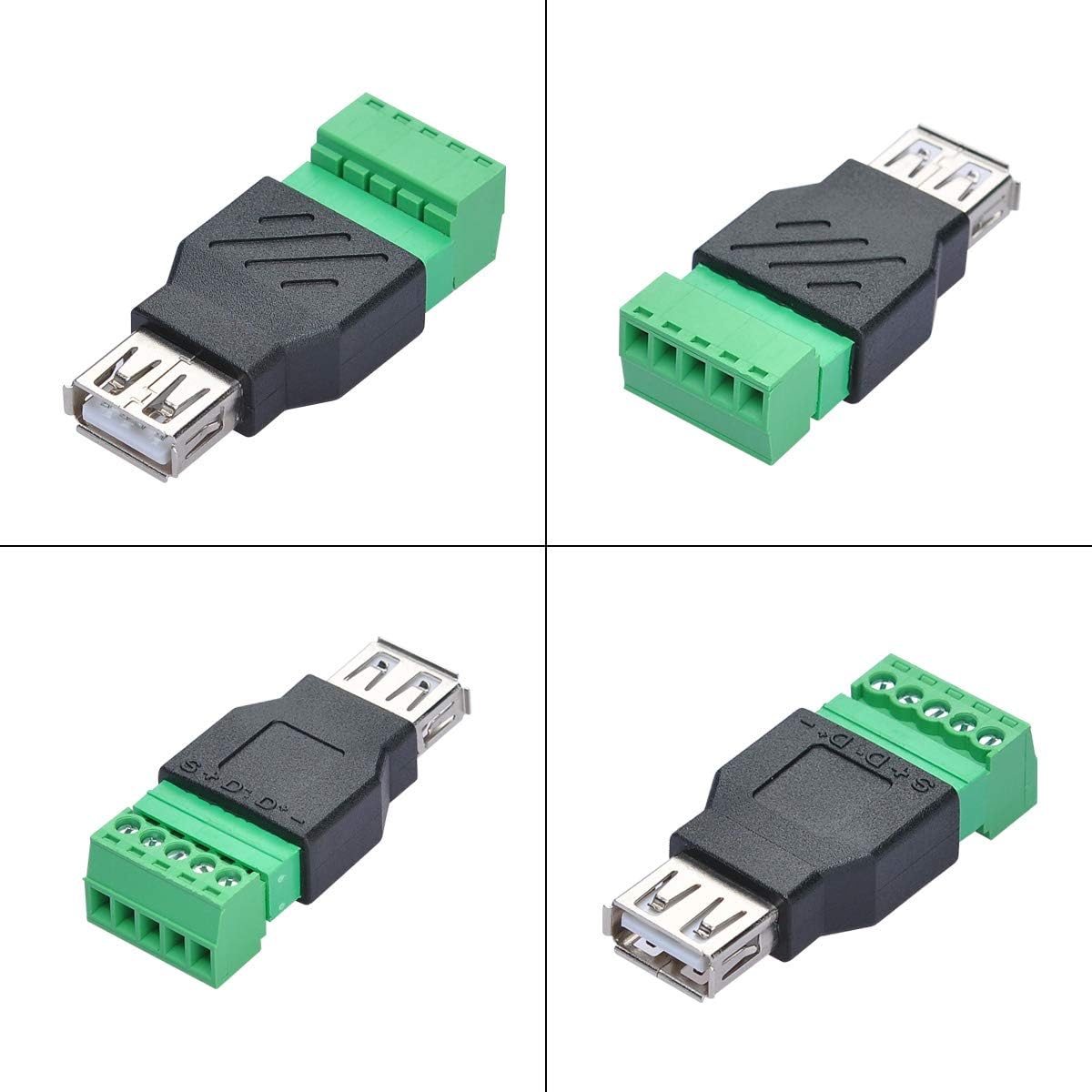 COVVY USB Male to 5 Pin Screw Terminal Block Connector Coupler,USB 2.0 ...