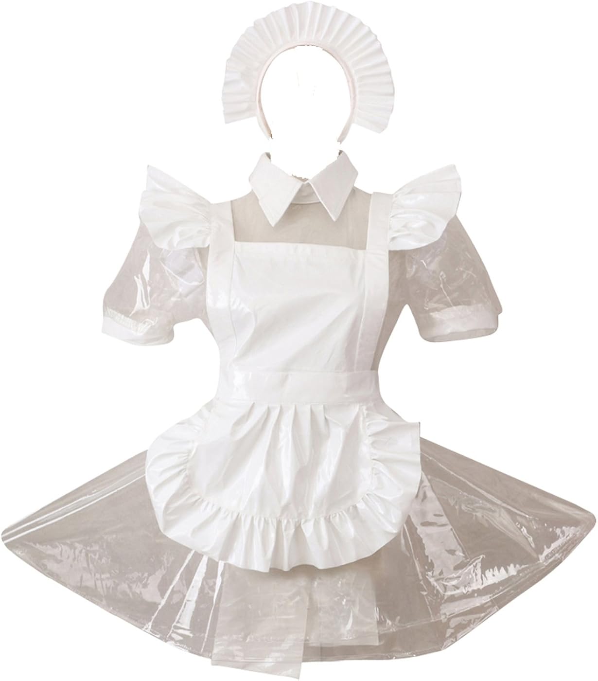 GOceBaby Women Lockable Sissy Maid Transparent PVC Dress Uniform ...