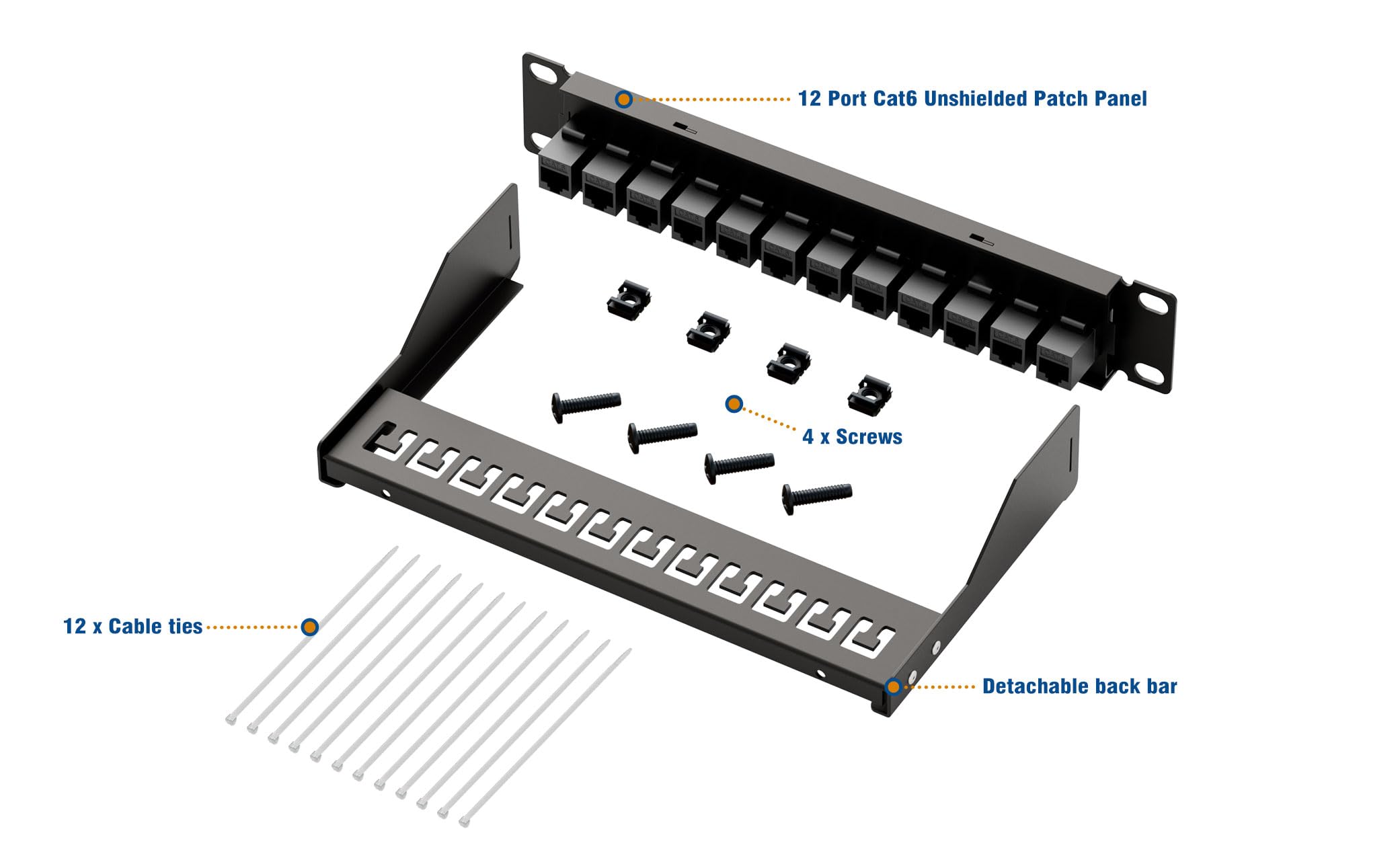 Mua iwillink 10Gbps Patch Panel 12 Port, 10-Inch Through Coupler RJ45 ...