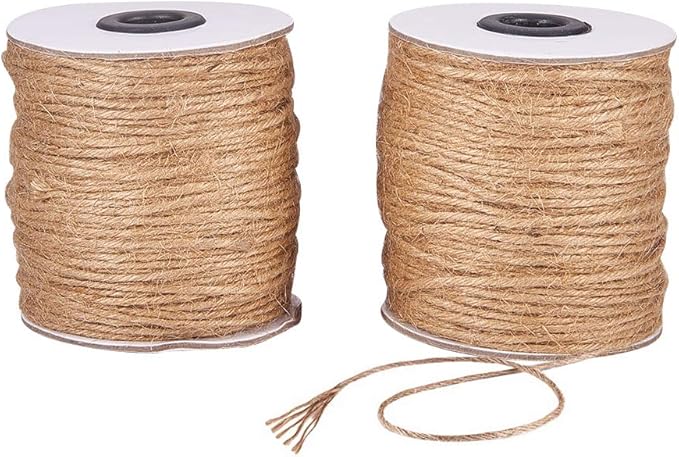 JEWELEADER 2 rollos de cuerda de yute natural de 600 pies de 6 capas ...