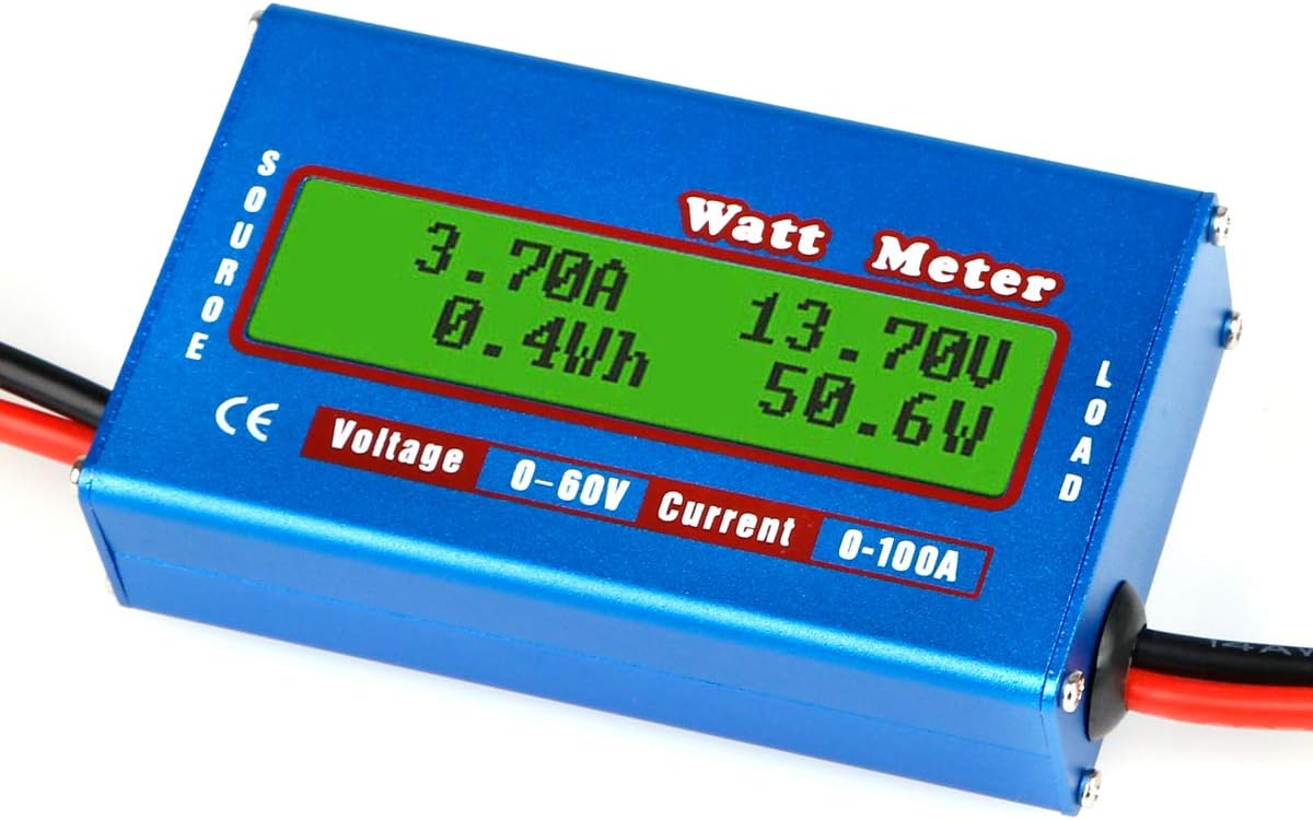 Makerfire RC Watt Meter, 100A 60V High Accuracy Digital LCD Watt Tester ...