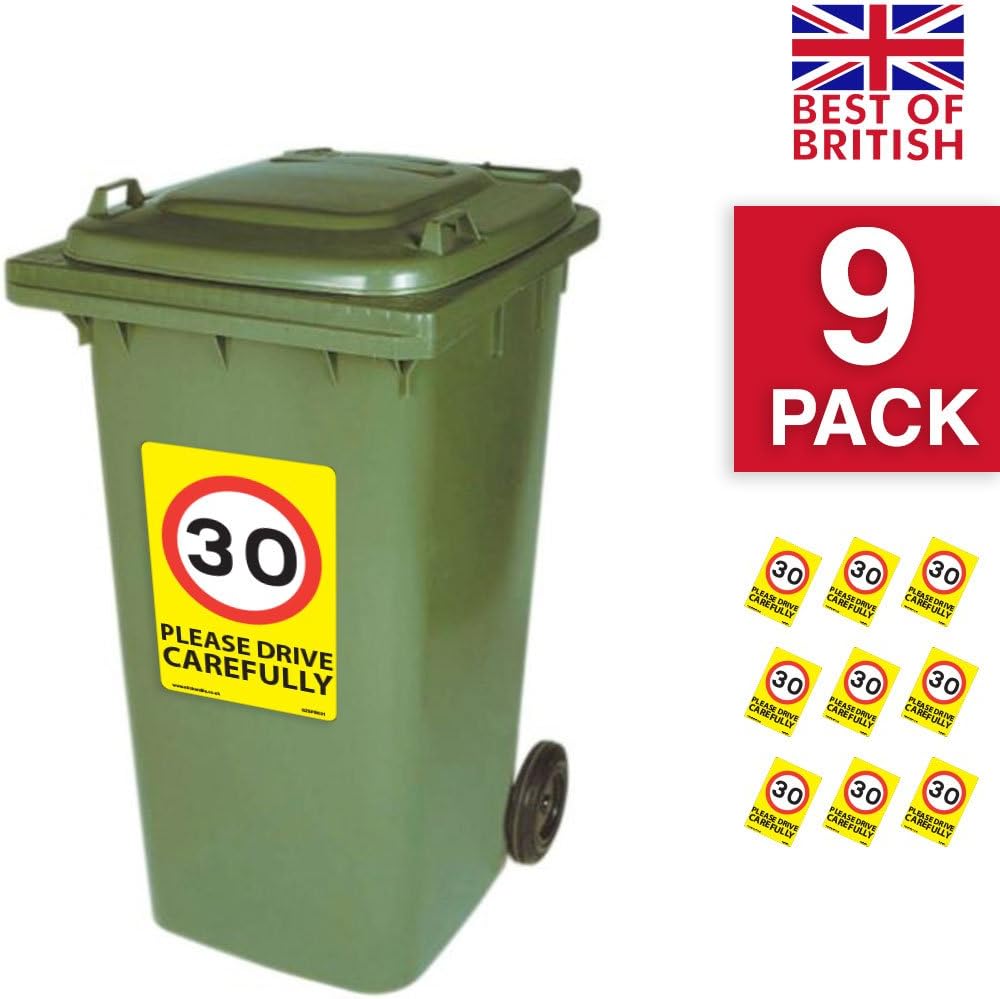 30 Mph Speed Signs [9 X Pack] – A4 Vinyl Stickers, Yellow Background ...
