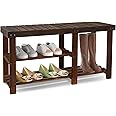 Amazon.com: ECOMEX Shoe Rack Bench for Entryway, 3-Tier Wooden Shoe ...