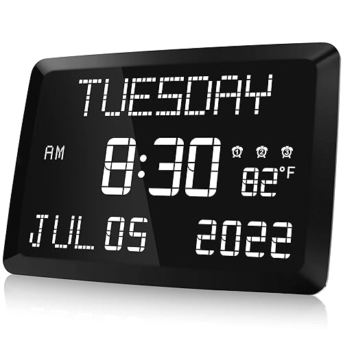 Raynic Digital Clock, 11.5" Large Display Calendar Clock with Day and ...