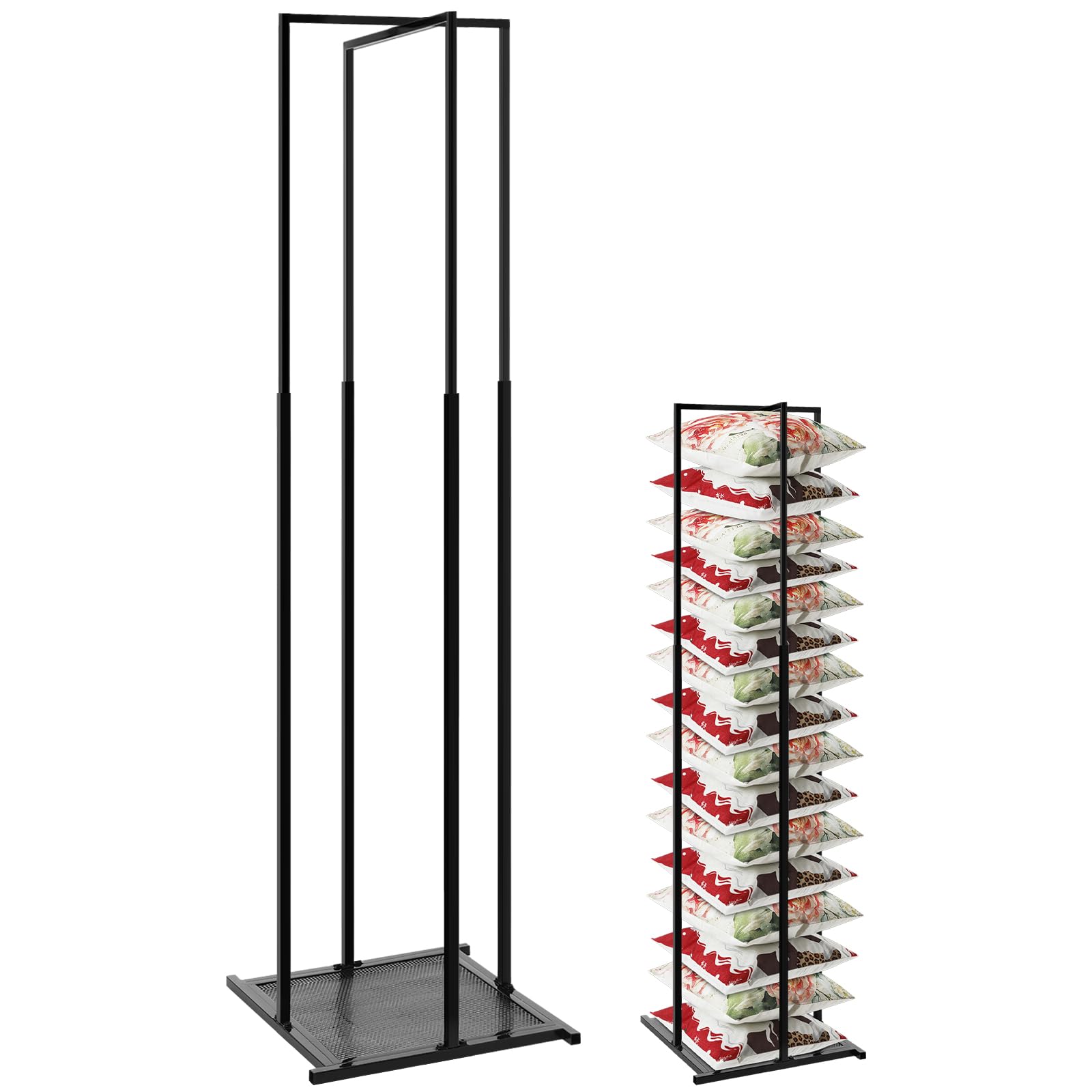 DoubleFill 87'' Freestanding Pillow Display Rack Retractable Throw ...