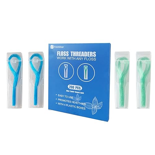 FreshDear Floss Threaders for Braces, Bridges, and Implants, Green 100 ...