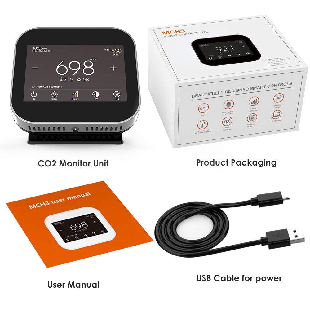 TTLIFE Air Quality Monitor,data Logger NDIR Indoor Carbon Dioxide Meter, Temperature and ...