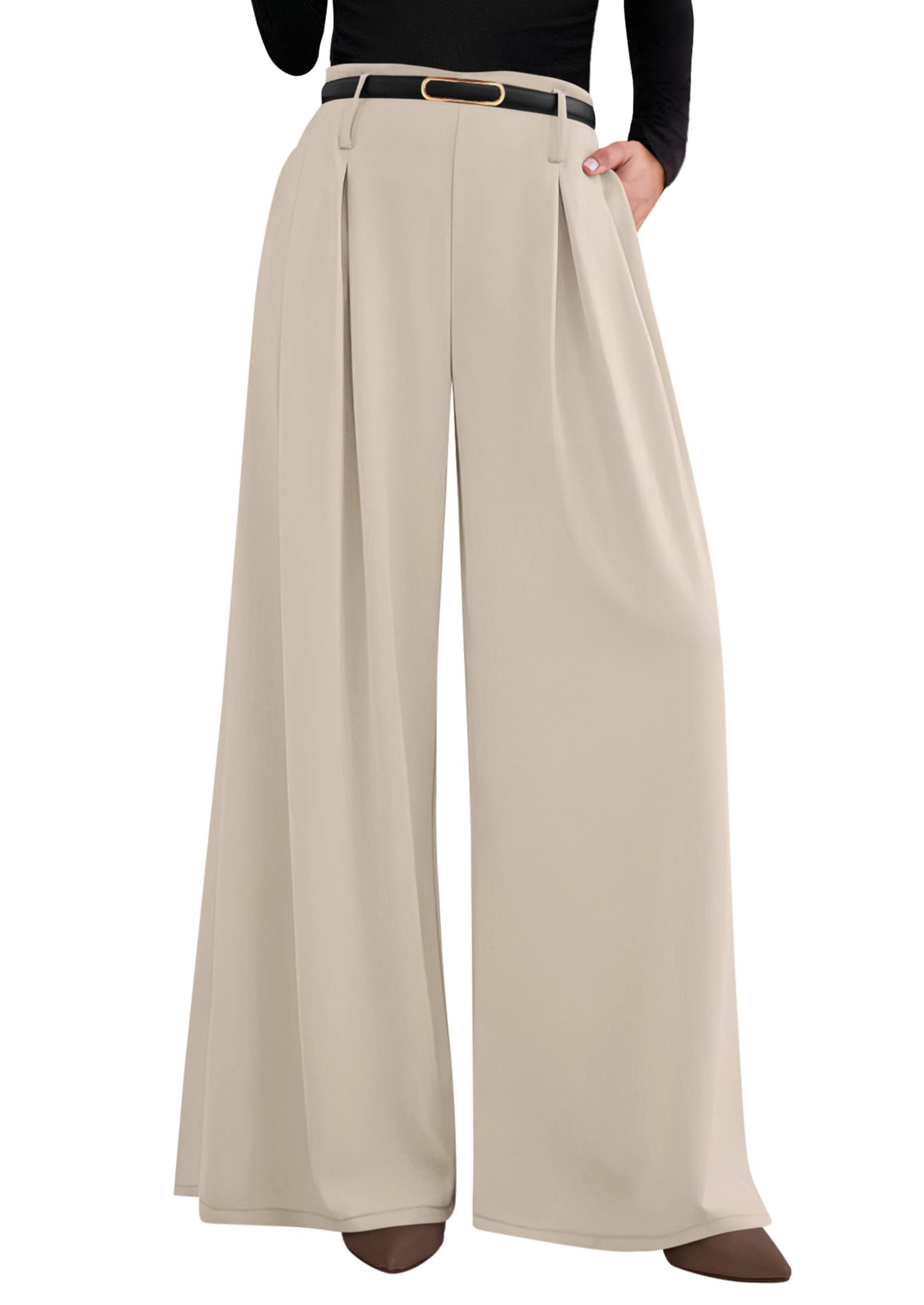 PRETTYGARDEN Womens Fall Wide Leg Trousers 2025 High Elastic Waist ...