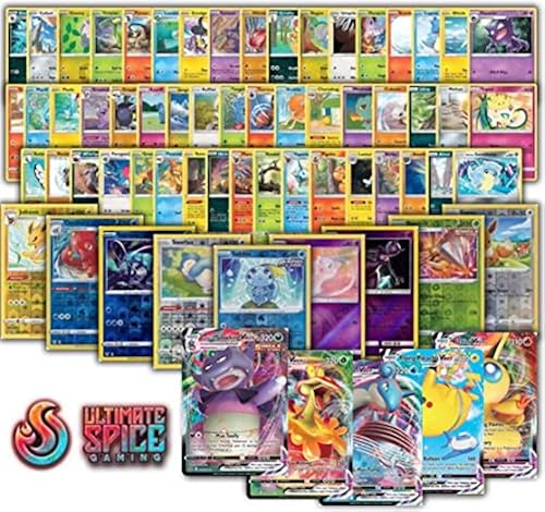 VMAX Ultra Rare Pokemon Pack: 50 Assorted Cards + 4 foil Cards, 1 ...