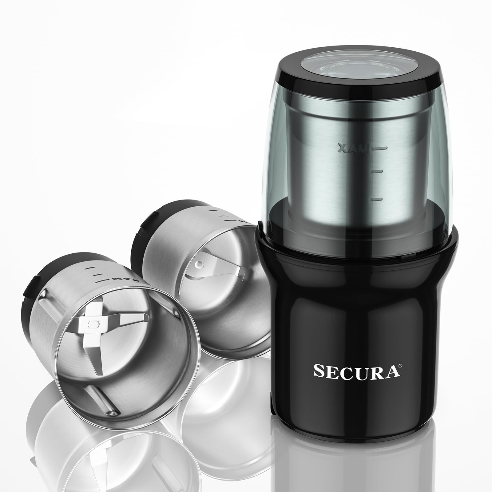 Secura Electric Spice Grinder, Dual Stainless Bowls for Wet & Dry ...