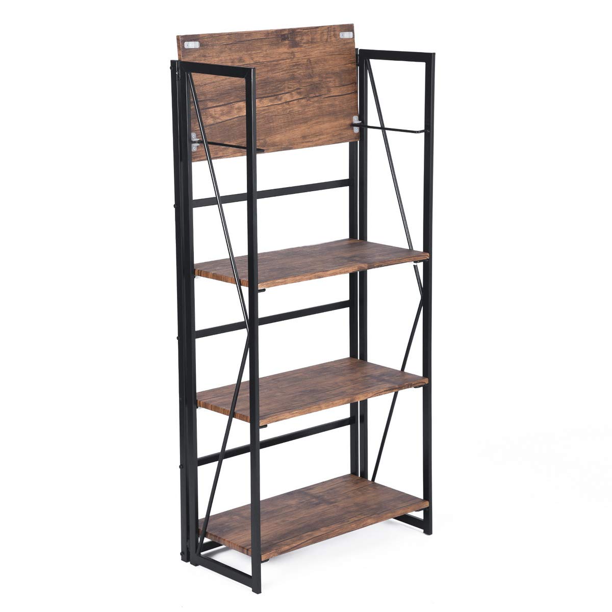 Bookcases Framodo 4-Tier Folding Bookcase Shelf Organizer No-Assembly ...