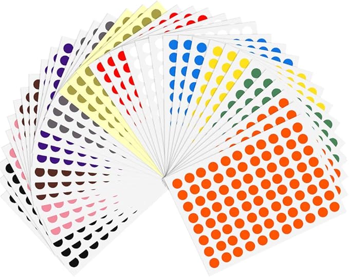 Kuuqa 36 Fogli Etichette di Codifica a Colori da 8 mm Etichette Adesive ...