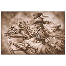 Ghost Rider Horse Tattoo Grim Reaper Skeleton Horse" Sticker By