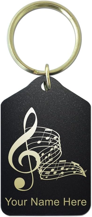 Amazon.com : Keychain, Musical Notes, Personalized Engraving Included ...
