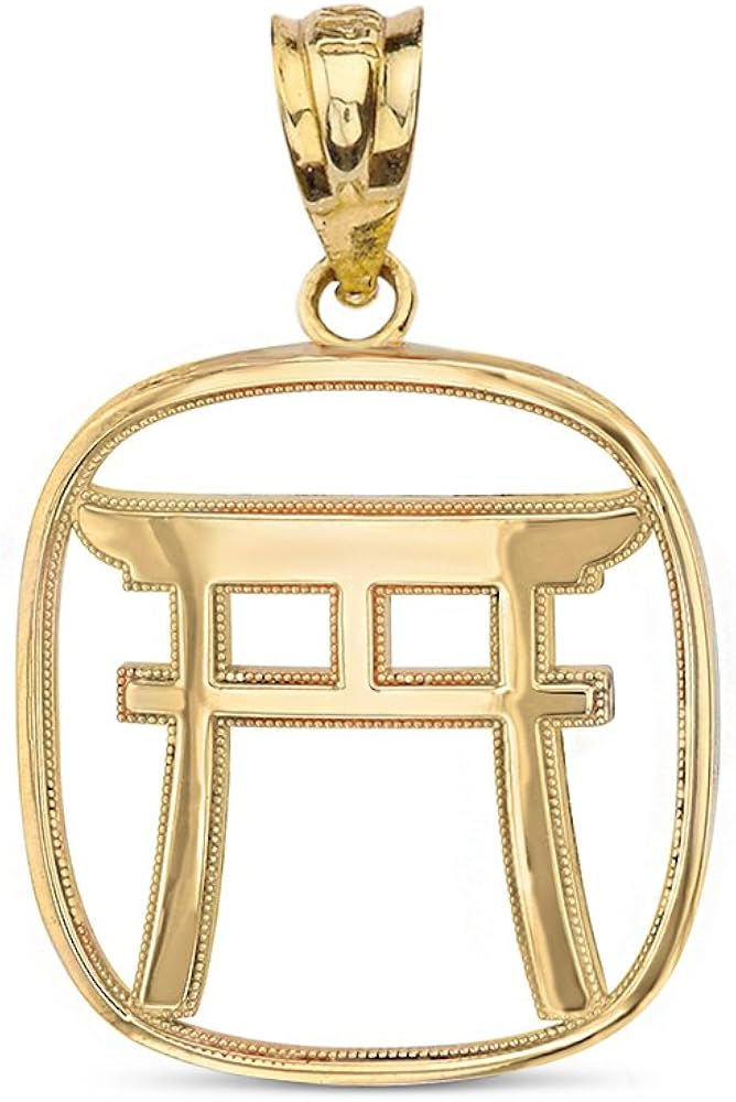 Solid 14k Yellow Gold Japanese Torii Gate Shinto Charm Pendant: Amazon ...