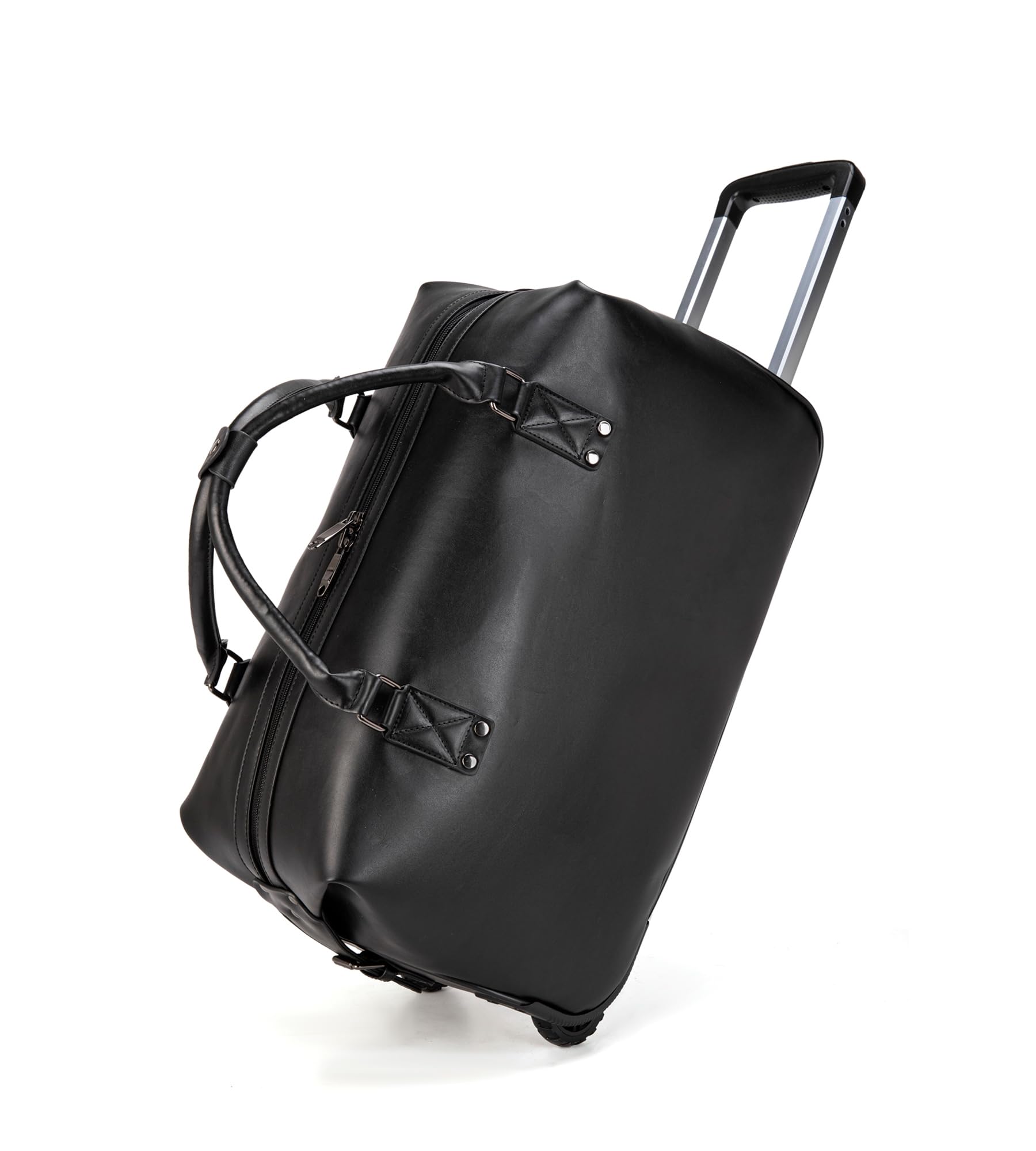 feilario Travel Duffel Bag with Wheels Leather Unisex Weekender Bags ...