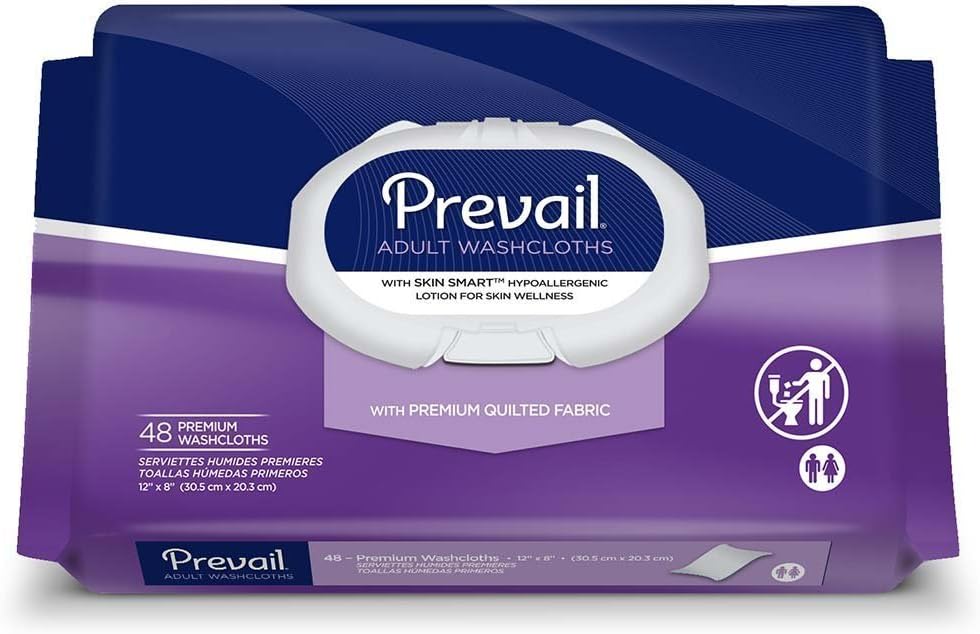 Prevail Quilted Cleansing Wipes, 8 x 12 in., 576 ct (12 packs of 48 ...