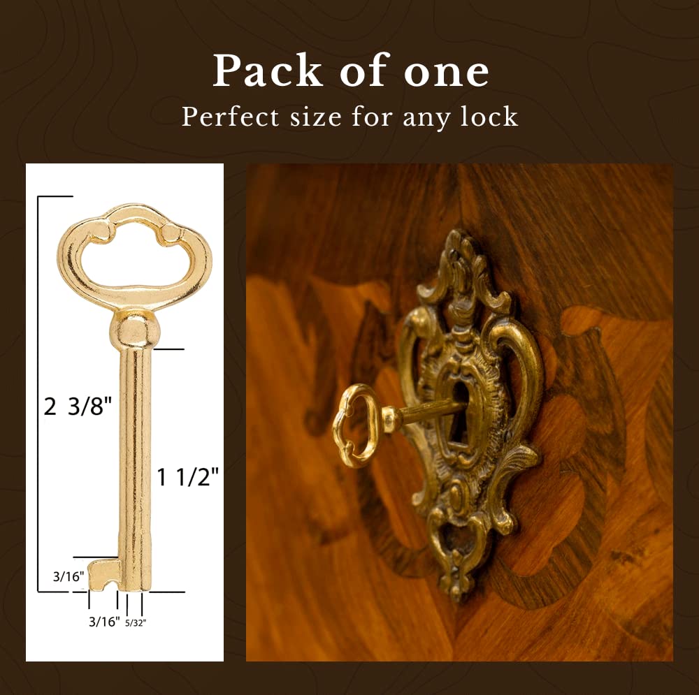 Mua Hollow Barrel Brass Plated Skeleton Key for Antique Cabinet Doors ...