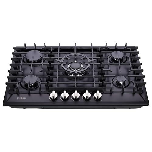 Yeakcco 30 Inch Gas Cooktop, Built-in 5 Burners Stainless Steel Gas ...