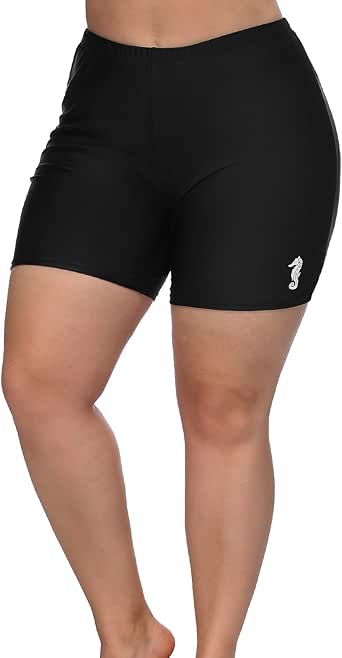 Vivicoco Womens Plus Size Spandex Shorts 3x Yoga Shorts Black Swimsuit
