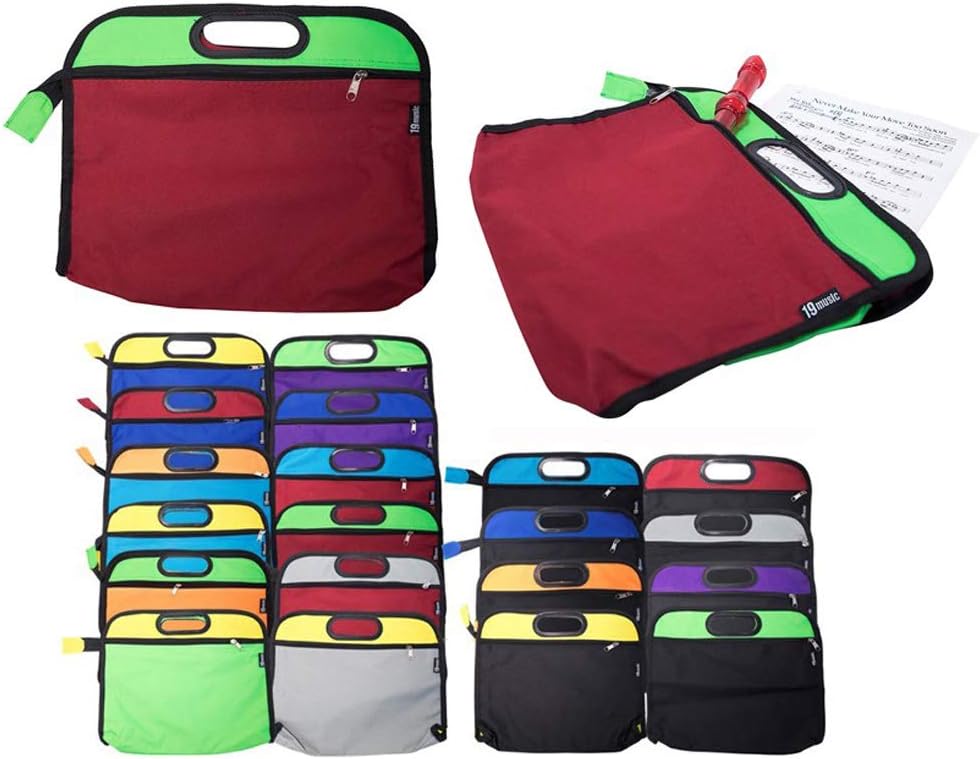 Red Bright Green 2 Tone Colour School Zip Book Bag Pouch A4 Attache ...