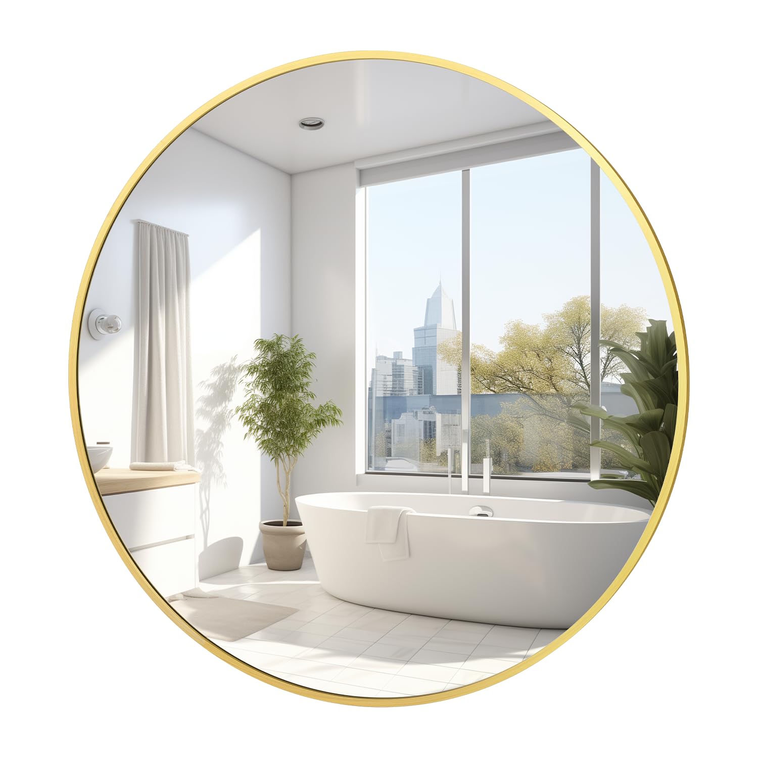 Round Mirror for Wall Gold Circle Mirror 16 Inch Round Bathroom Mirror ...