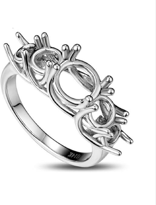 GOWE Real Unplated 14k White Gold Can Hold Five Round Cut Stones ...