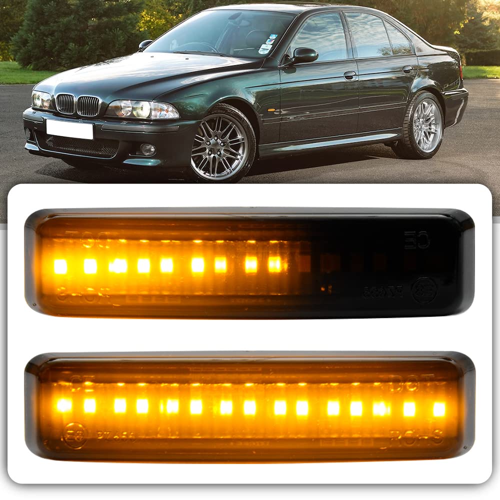 Smoked Lens LED Dynamic Side Marker Trun Signal Lights Assembly for BM ...