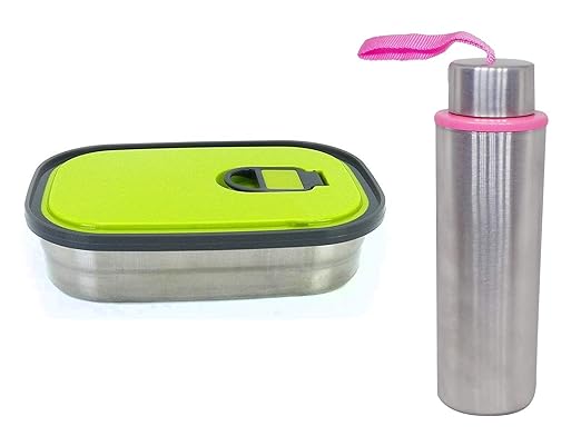 Buy Iyaan Combo of Stainless Steel Lunch Box and Water Bottle for ...