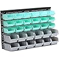 RIVTUN Wall Mounted Storage Bins Parts Rack 2 Colors Garage Plastic ...