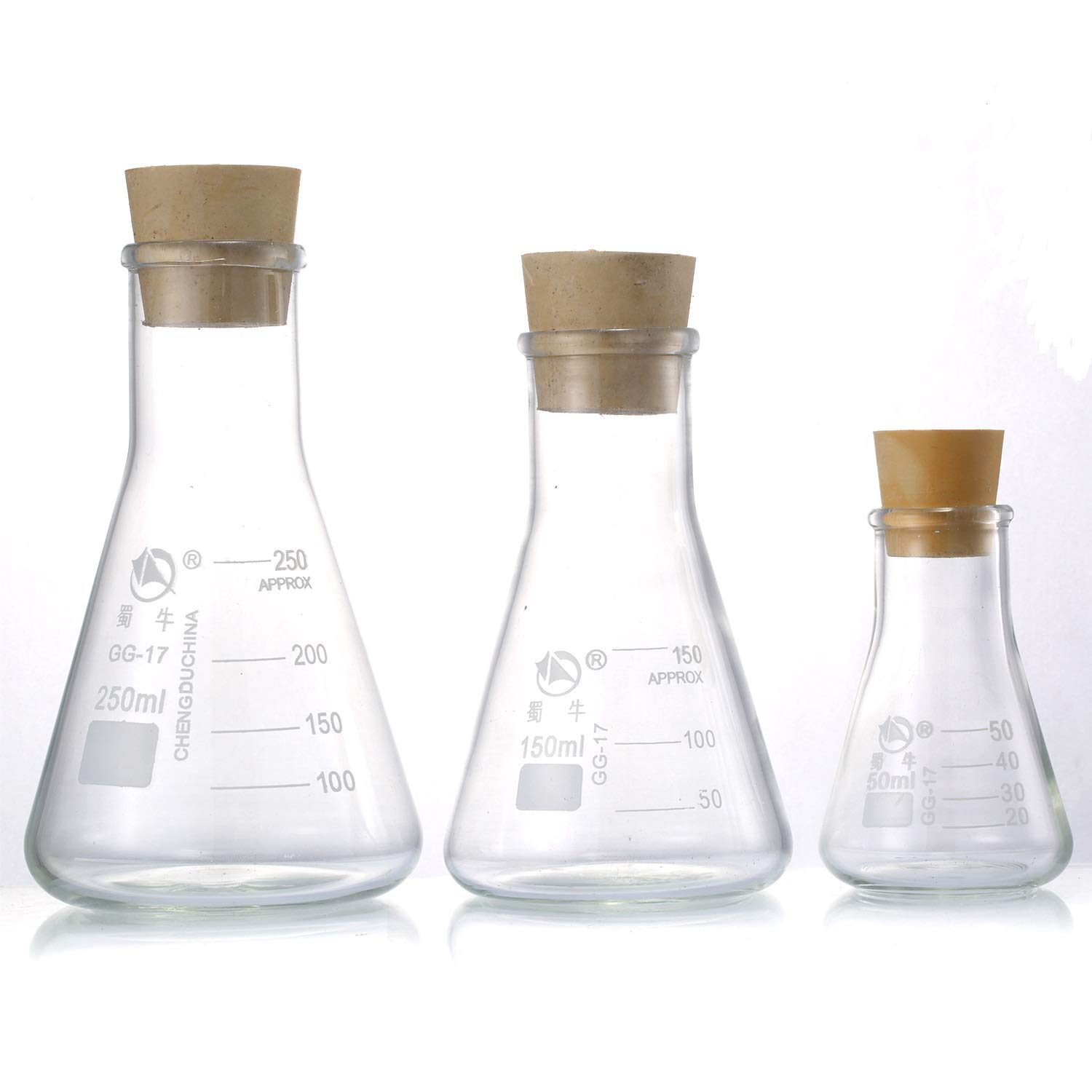 Mua Glass Erlenmeyer Flask Set, (250 ml, 150 ml & 50 ml) Graduated ...