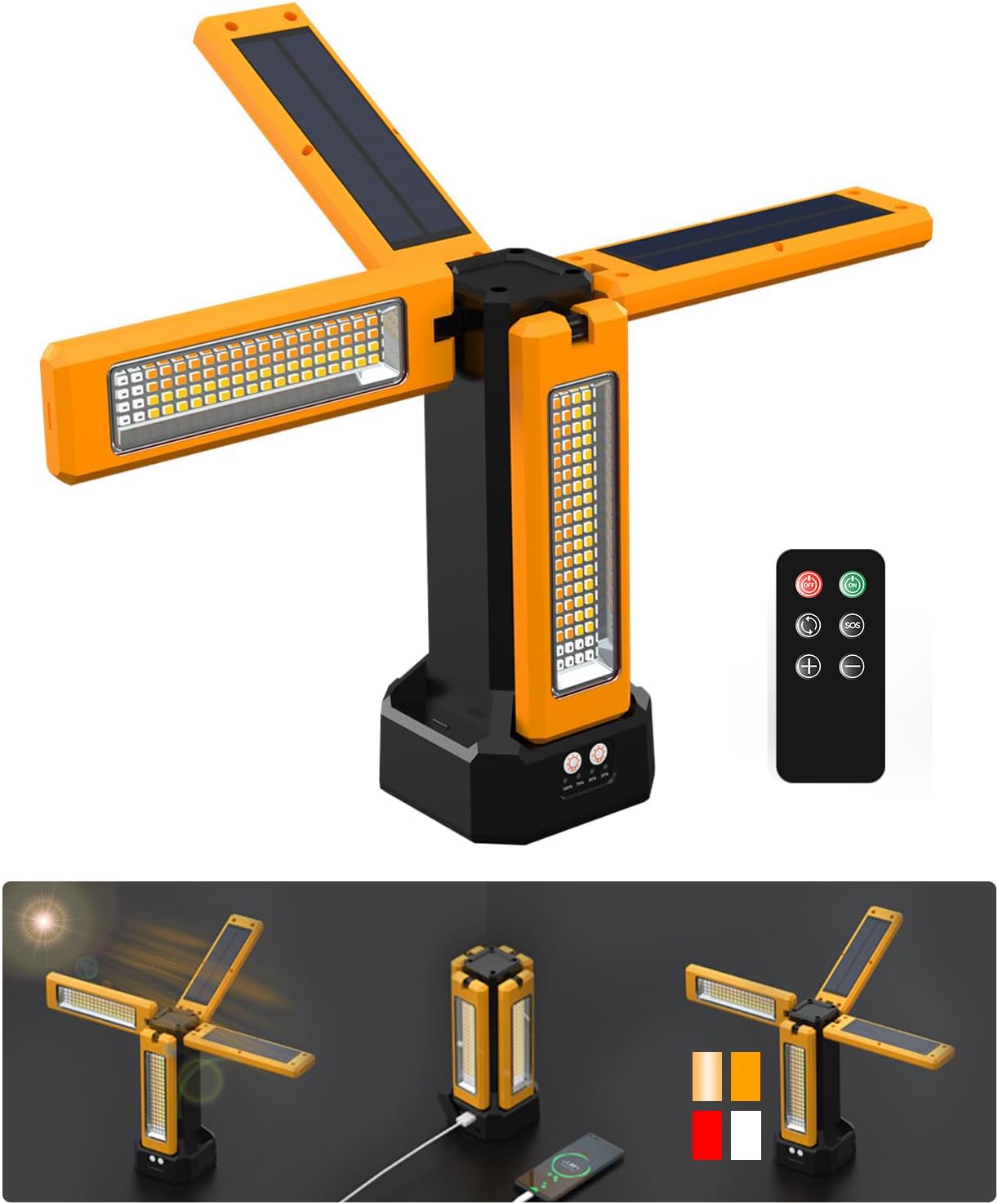iodoo 13200mAh Rechargeable Solar Work Light with Folding Stand Support ...