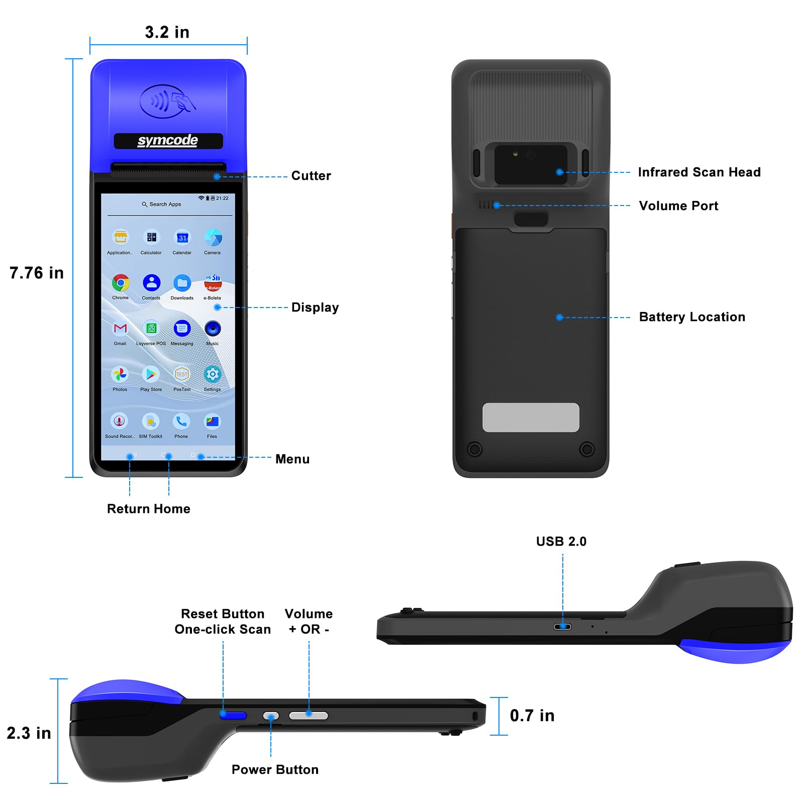 Mua POS PDA Printer Mobile POS Machine Terminal Thermal Receipt Printer ...