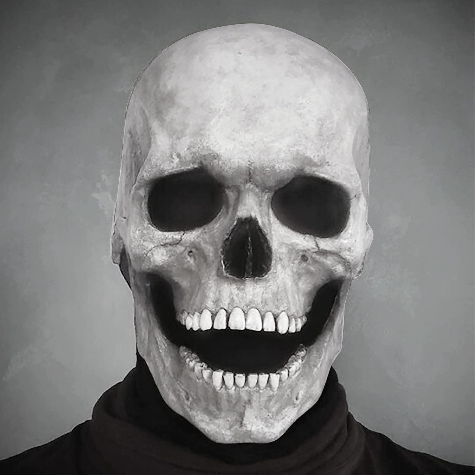 Skull Mask Creepy Full Head Skull Mask with Moving Jaw Halloween Scary ...