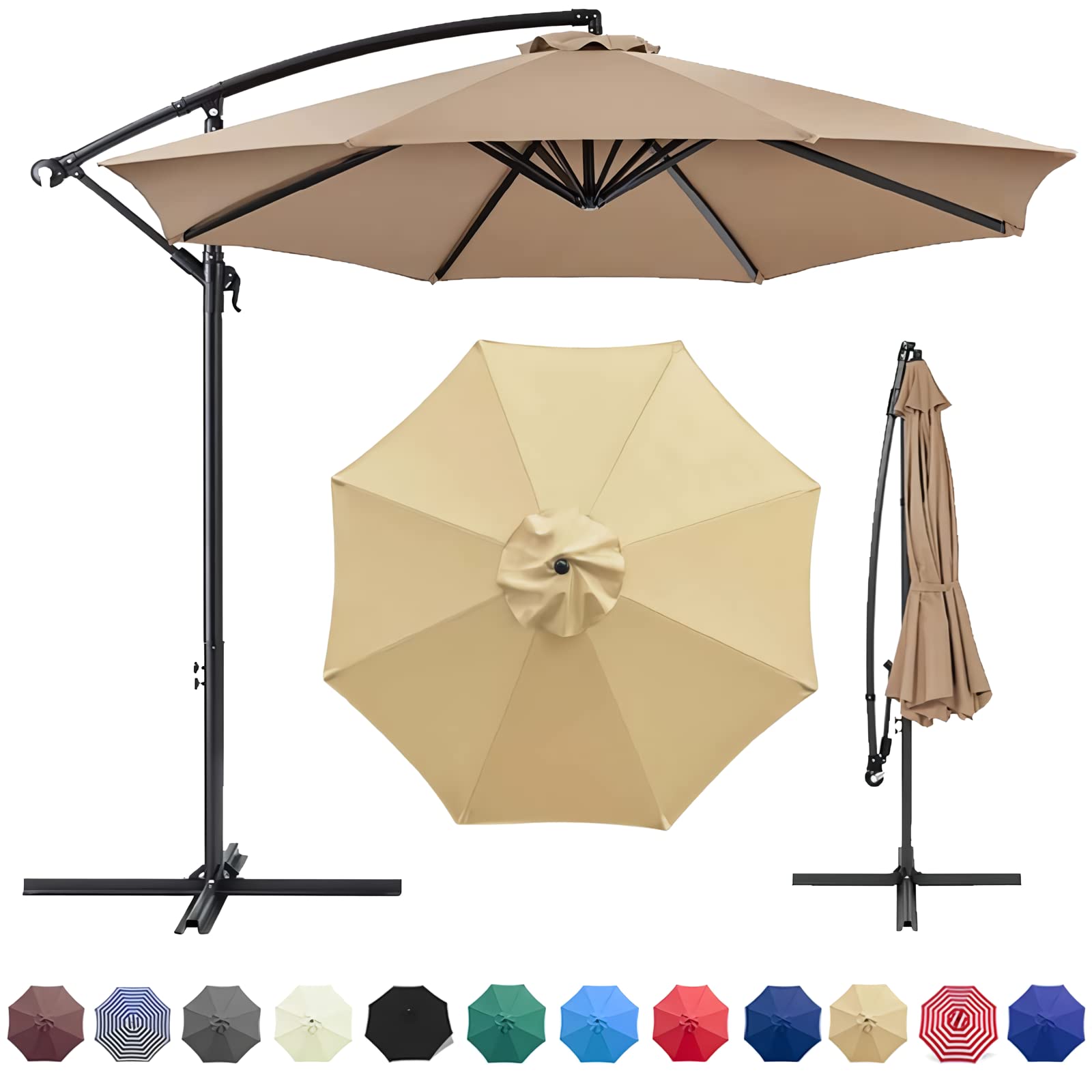 Patio Umbrella Canopy, Universal Replacement Cover for 10 Feet 8- Ribs ...