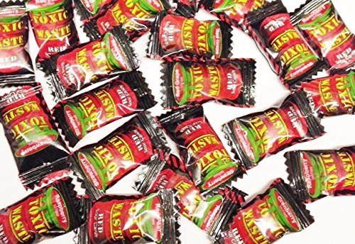 25 x RED Toxic Waste Sour Sweet - individually wrapped very sour candy ...