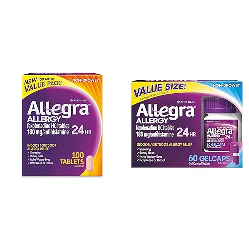 Allegra 24HR Adult Non-Drowsy Antihistamine Tablets, 100-Count, 24-Hour ...