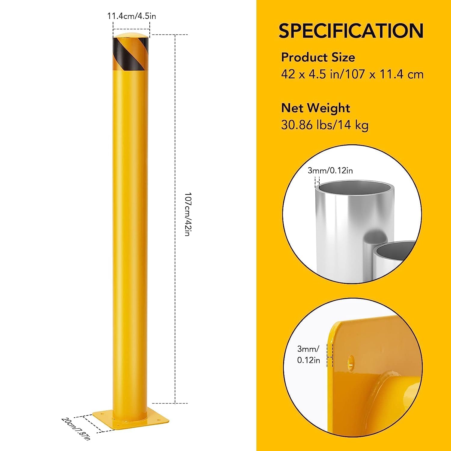 Mua Safety Bollard, Towallmark 4 Packs 42 Inch Height Bollard Post, 4.5 ...