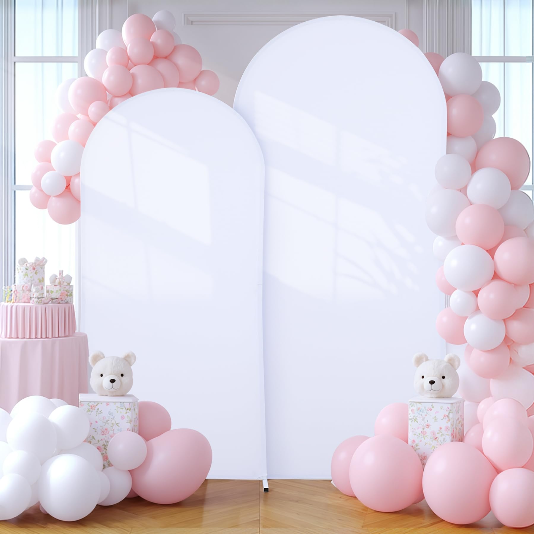 White Arch Backdrop Covers - 7.2FT, 6FT Spandex Fitted Wedding Arch ...