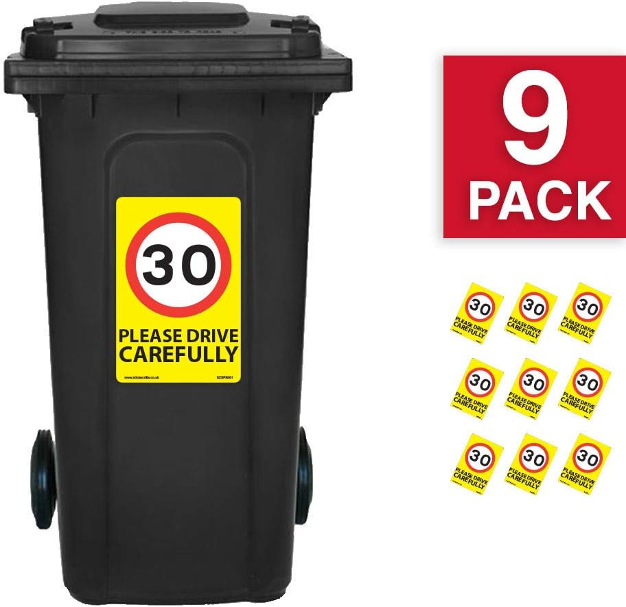 30 Mph Speed Signs [9 X Pack] – A4 Vinyl Stickers, Yellow Background ...