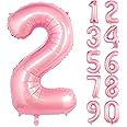 Amazon.com: 40 Inch Giant Pink Number Balloon, Mylar Foil Helium Pink ...