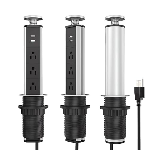 SunwyxTek Pop Up Power Outlets with 2 USB A Charging Port, Pop Up ...