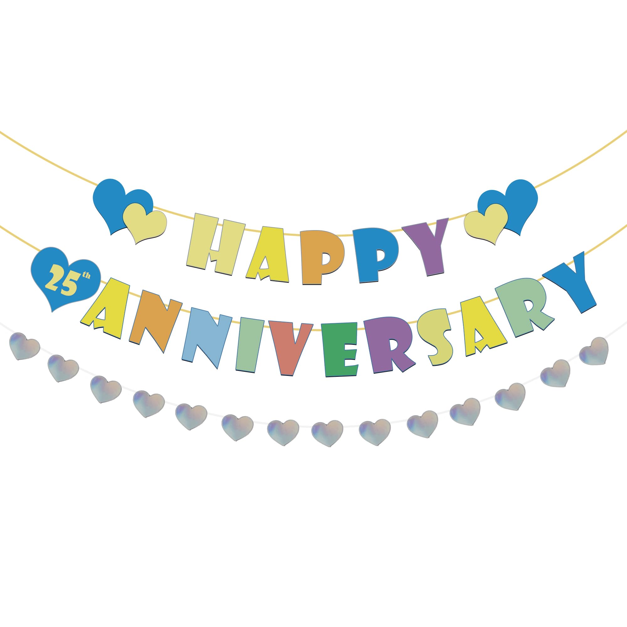 Happy 25th Anniversary Banner, 25th Anniversary Party Decorations ...