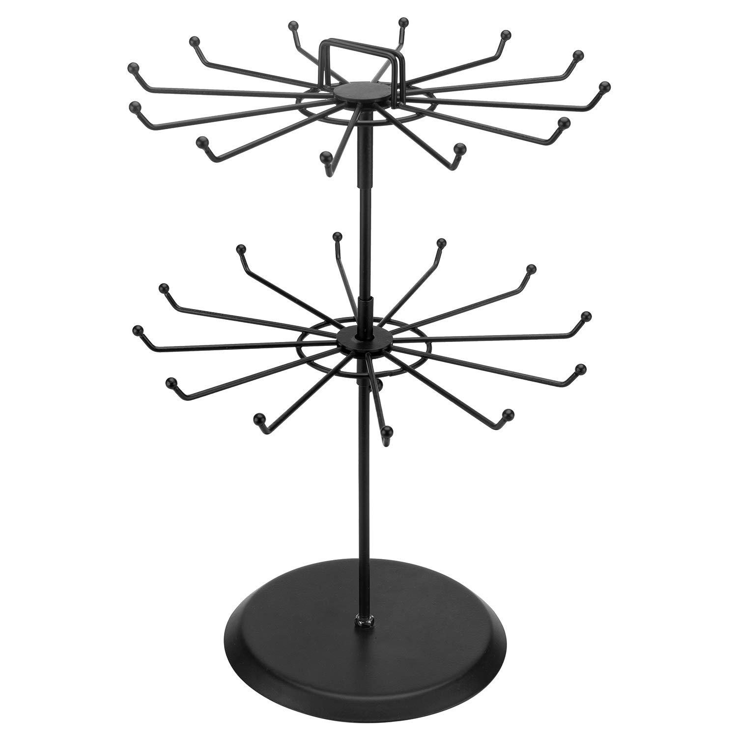 MyGift 3 Tier Classic Matte Black Metal Jewelry Tree with 360 Degree ...