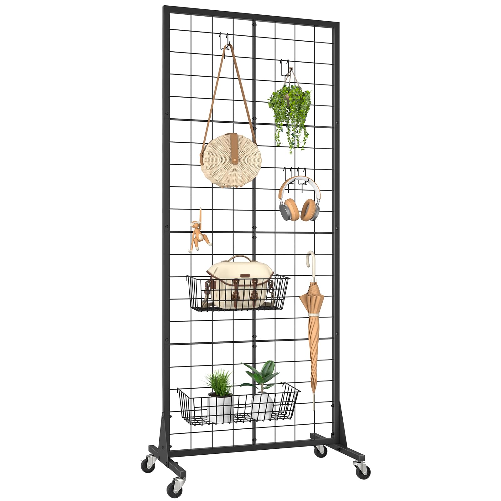 SPACECARE Gridwall Panel Display Stand 2.1' x 5.5' Ft, Heavy Movable ...