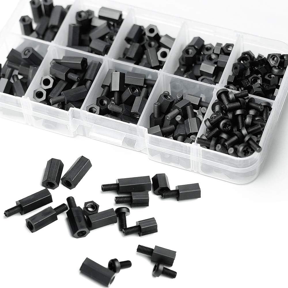 Saipor 300pcs M3 Nylon Male Female Hex Spacers Standoff Screw Nut ...