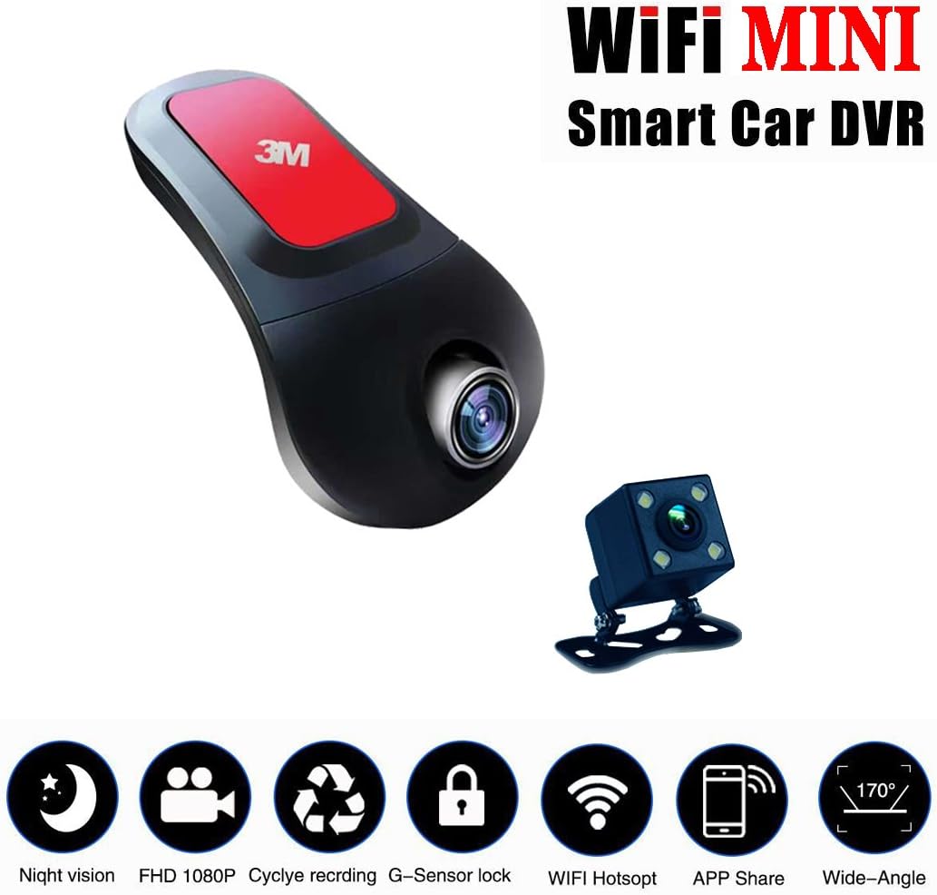 Mini Car Dvr Dash Cam Front and Rear WiFi, Pro HD 1080P Car Camera with ...