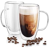 Amazon.com: ELIXIR GLASSWARE Large Double Wall Coffee Mugs 16 oz ...