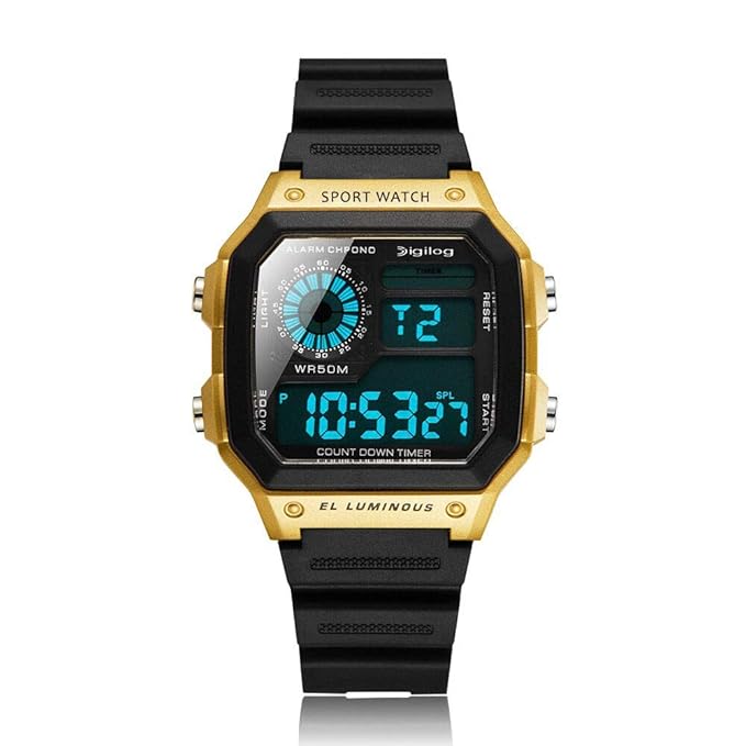 Buy Digilog Digital Men's Watch (Black Dial Black Colored Strap) at ...